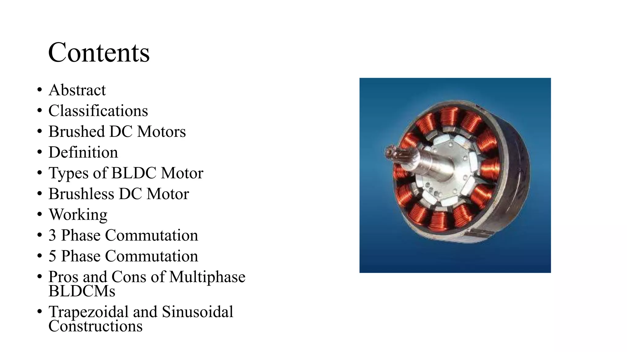 Multi-phase Brush-less DC motor And Applications | PPT