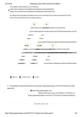 Multiplayer game with unity3 d and meteor | PDF
