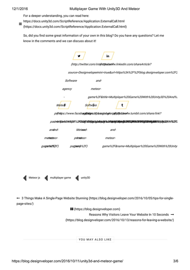 Multiplayer game with unity3 d and meteor | PDF | Free Download