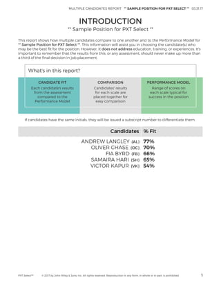 PXT Select™ Multiple Candidates Report sample | PDF