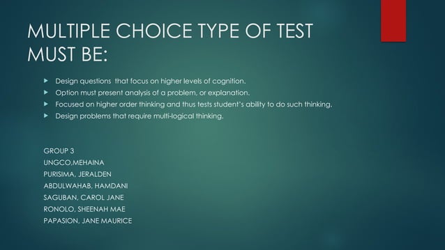 MULTIPLE-CHOICE.pptx bshahshhdhsjehehejd | PPT