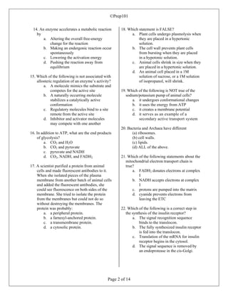 multiple choice exam in both Biology and Chemistry | PDF