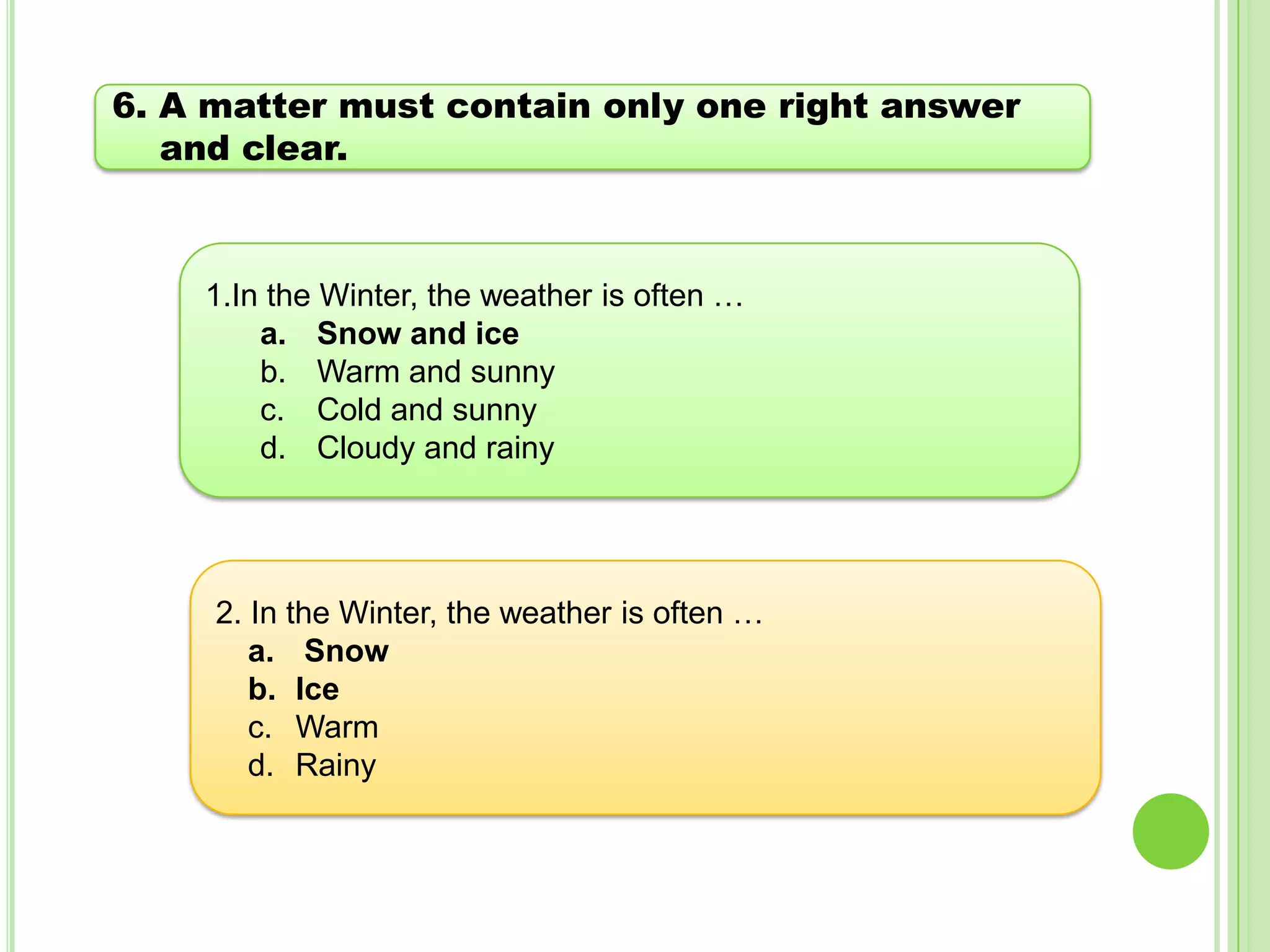 Multiple choice items | PPT