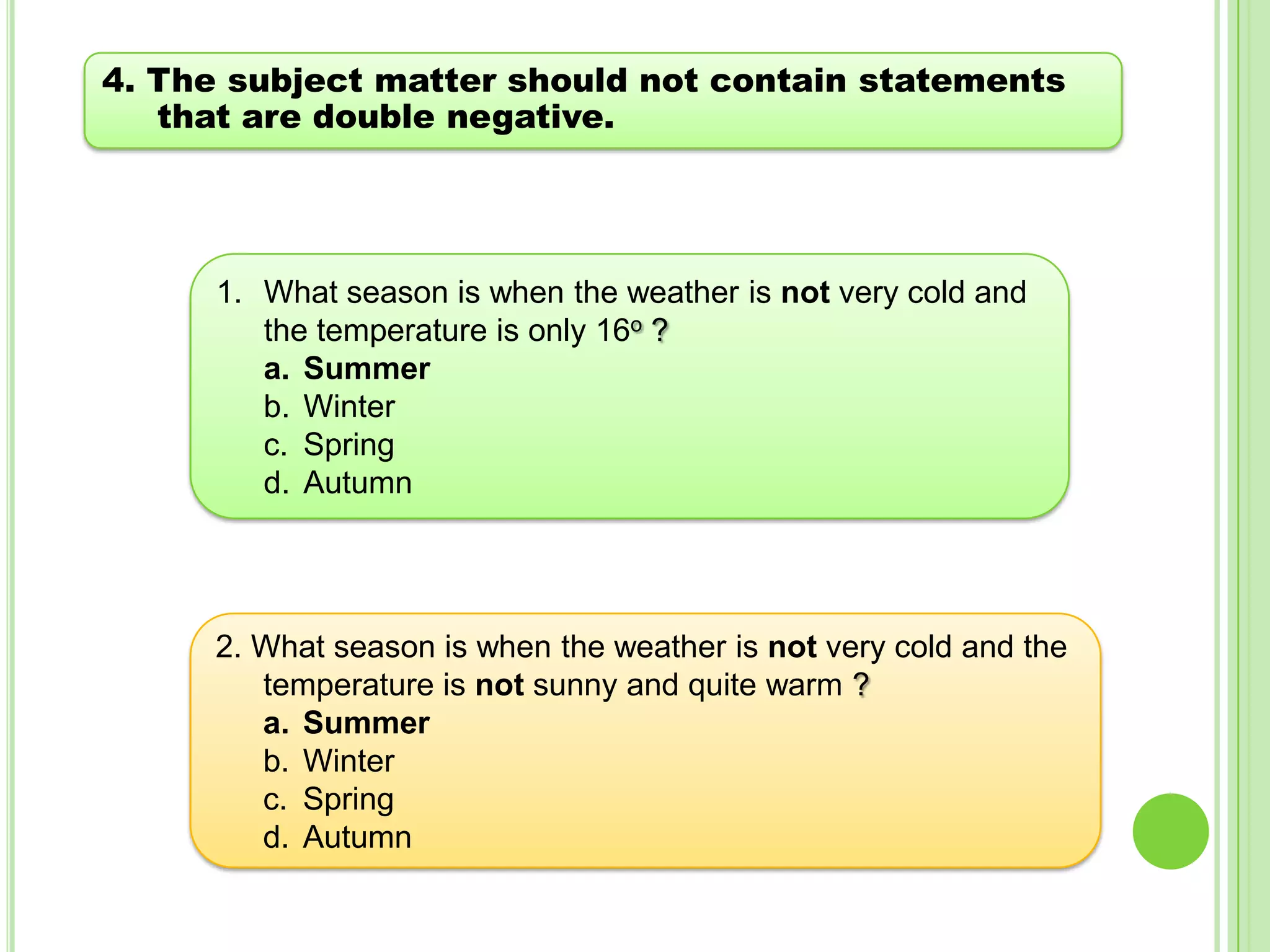 Multiple choice items | PPT
