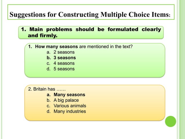Multiple choice items | PPT