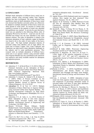 Multiple adsorption of heavy metal ions in aqueous solution using ...