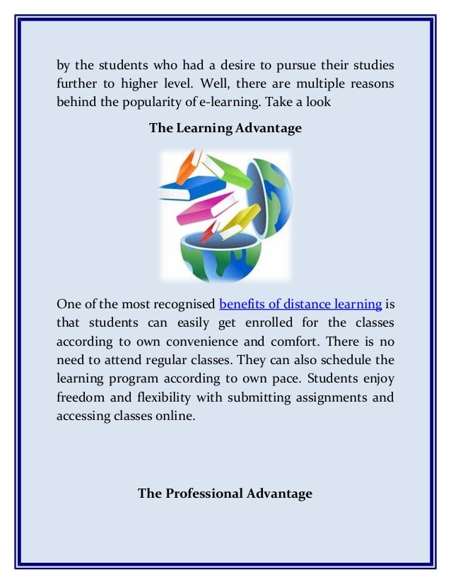 Multiple advantages of distance learning