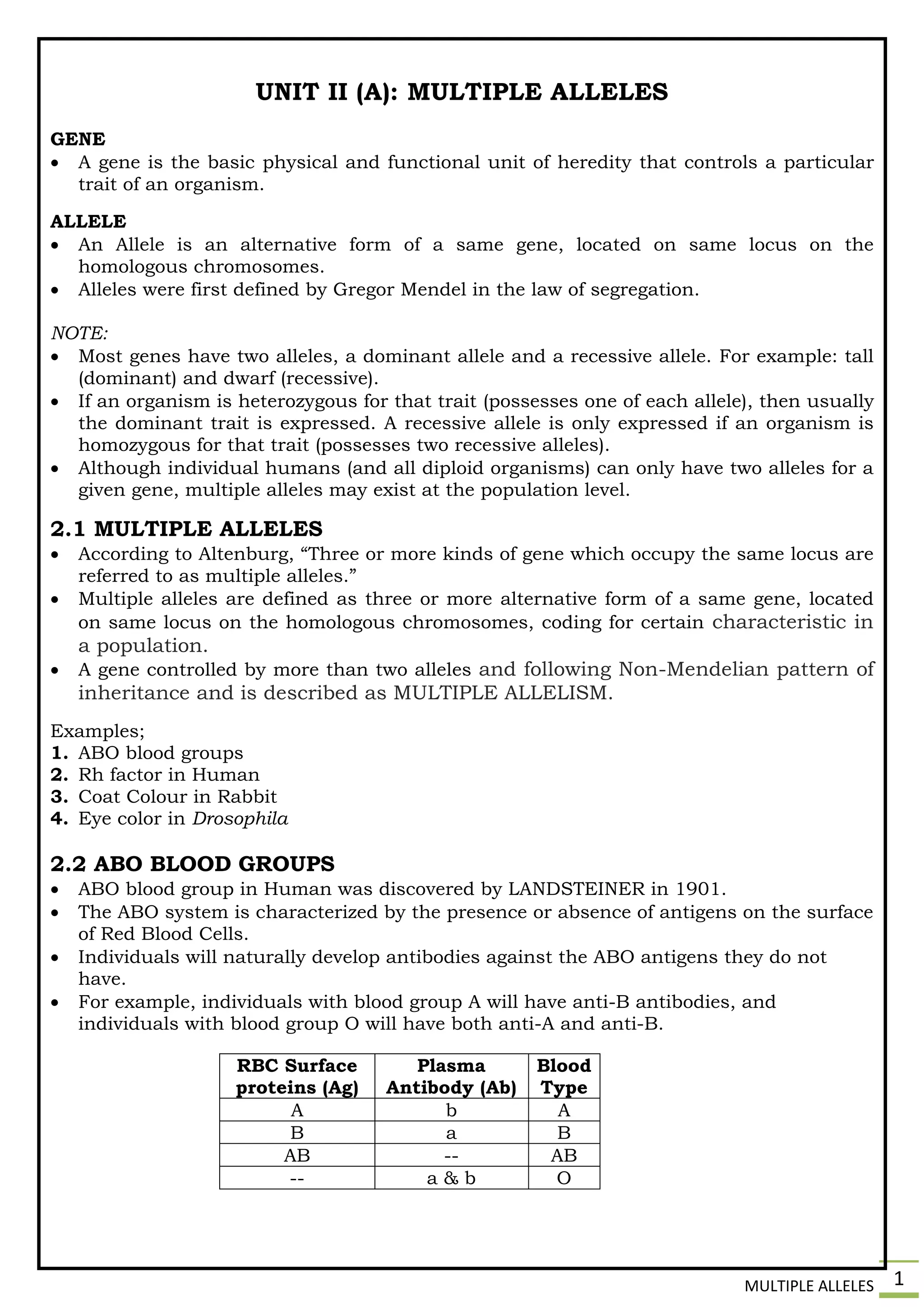Multiple alleles - ABO blood group, Rh Factor, Erythroblastosis ...