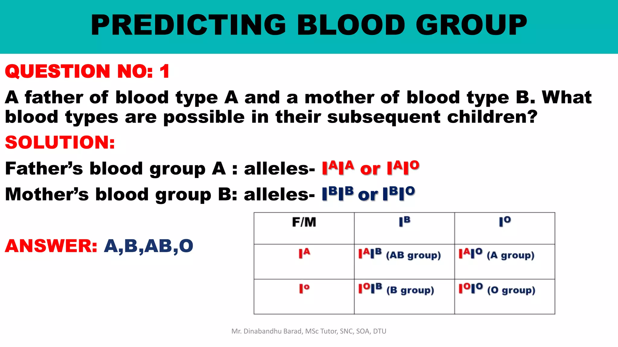 MULTIPLE ALLELES AND BLOOD GROUPING | PPTX