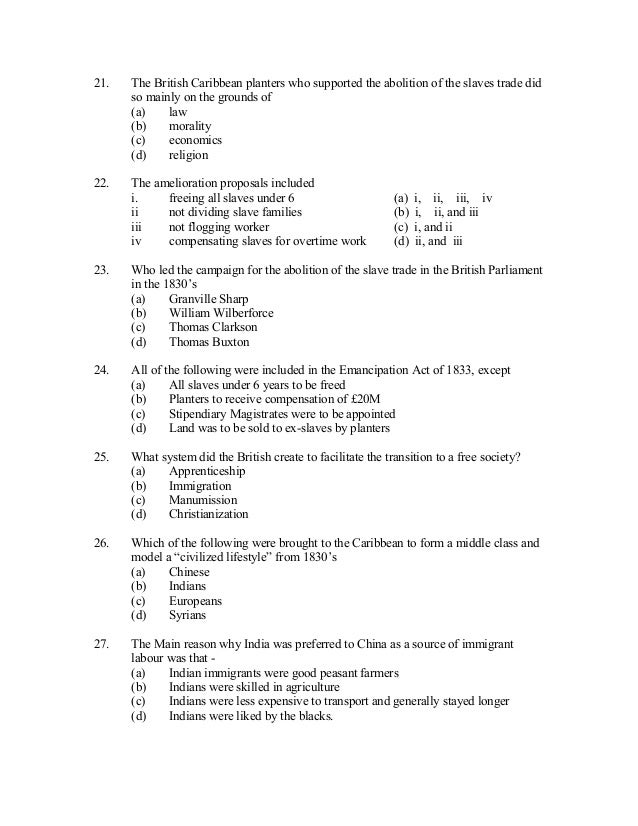 CAPE HISTORY Unit One Multiple choice indigenous societies