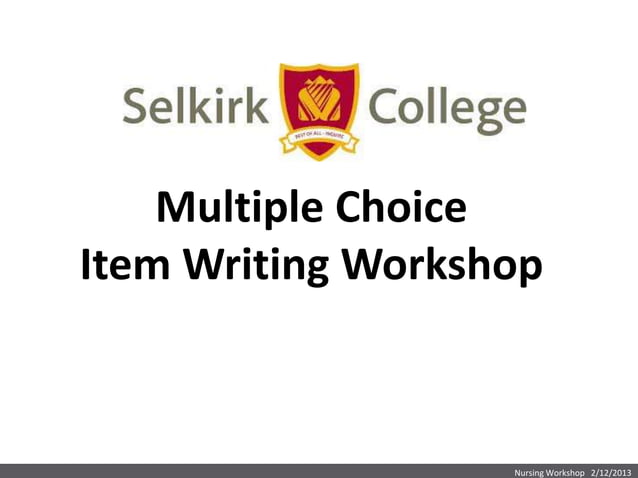 MC Item Writing Workshop | PPT