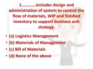 Multiple choice question (mcq) on inventory | PPTX