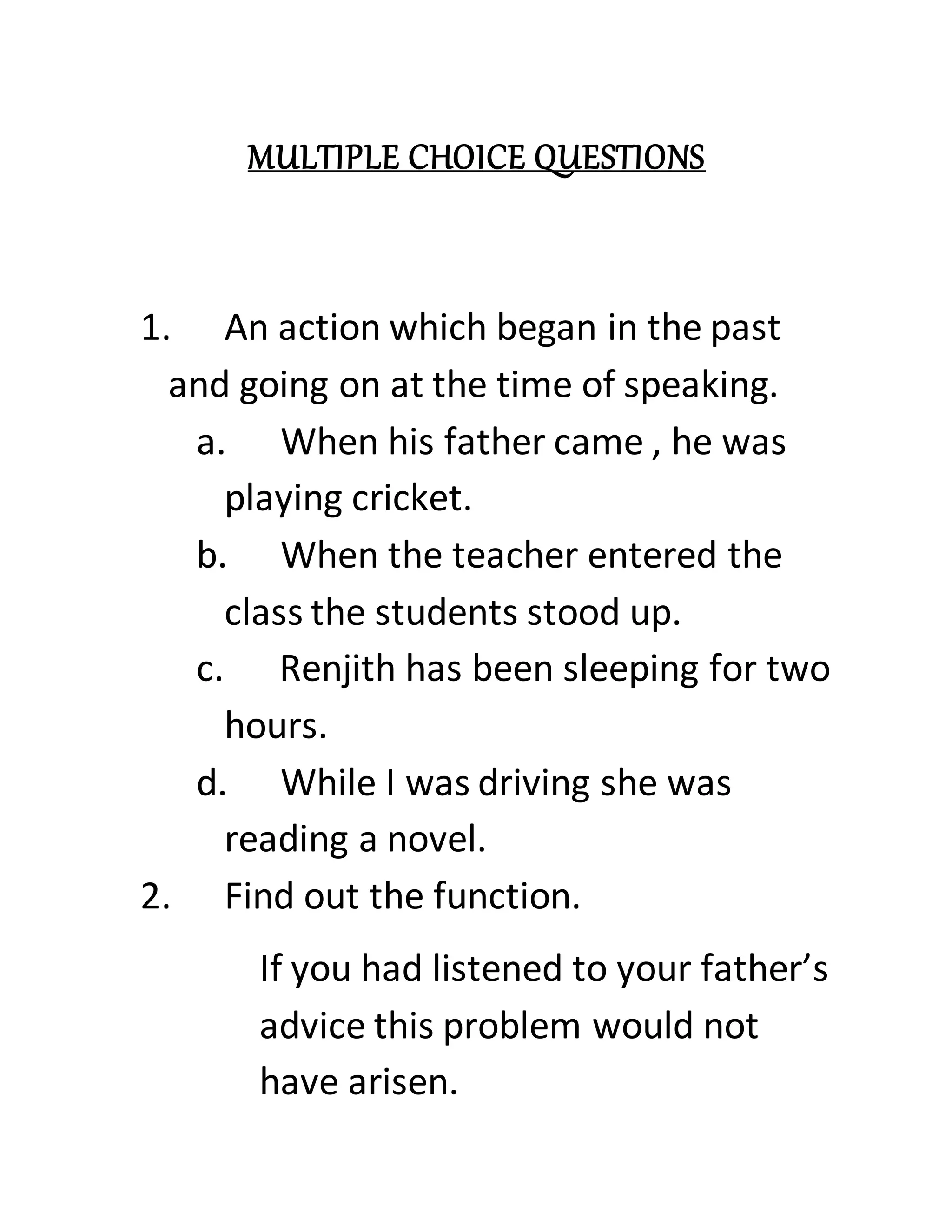 Multiple choice questions | PDF