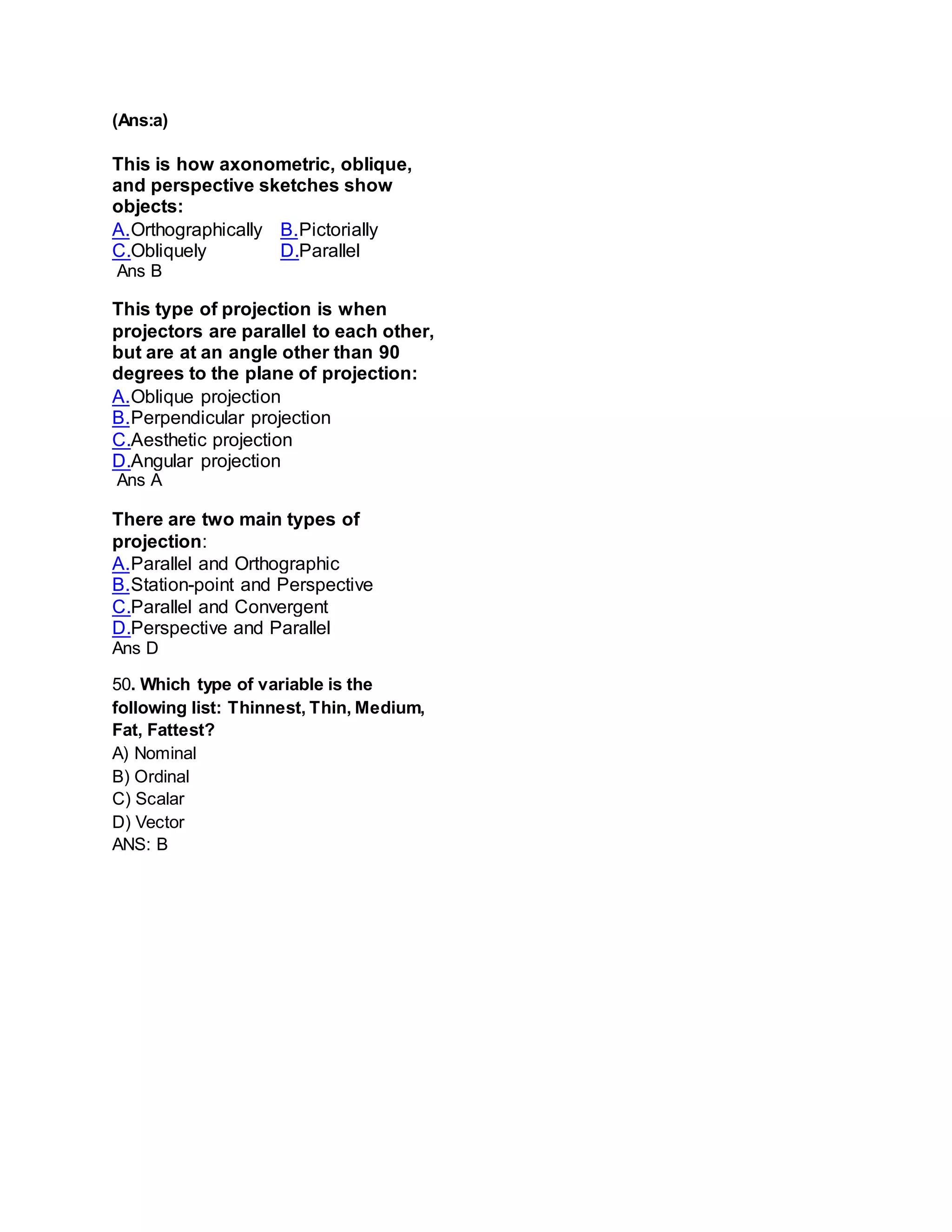 Multiple choice questions on engineering drwaing | DOCX