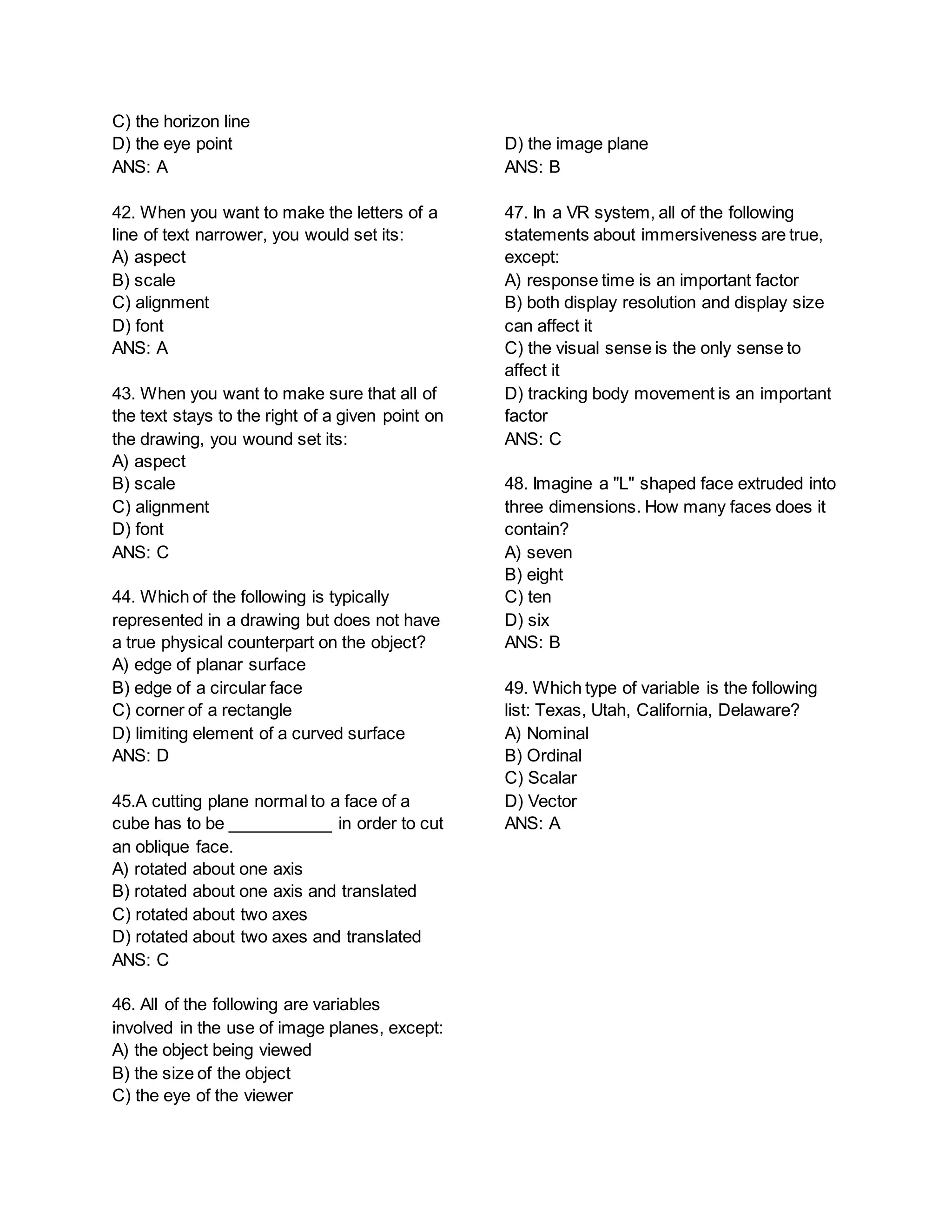 Multiple choice questions on engineering drwaing | DOCX