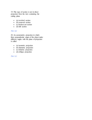 Multiple choice questions on engineering drwaing | DOCX