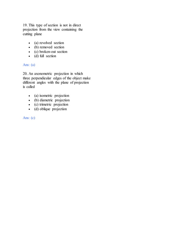 Multiple choice questions on engineering drwaing | DOCX