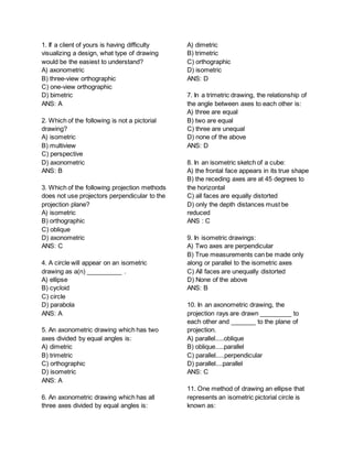 Multiple choice questions on engineering drwaing | DOCX