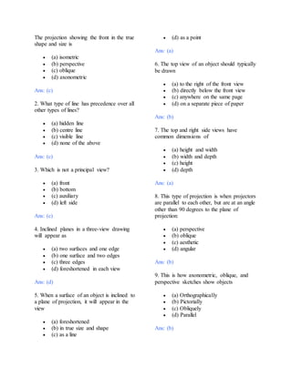 Multiple choice questions on engineering drwaing | DOCX