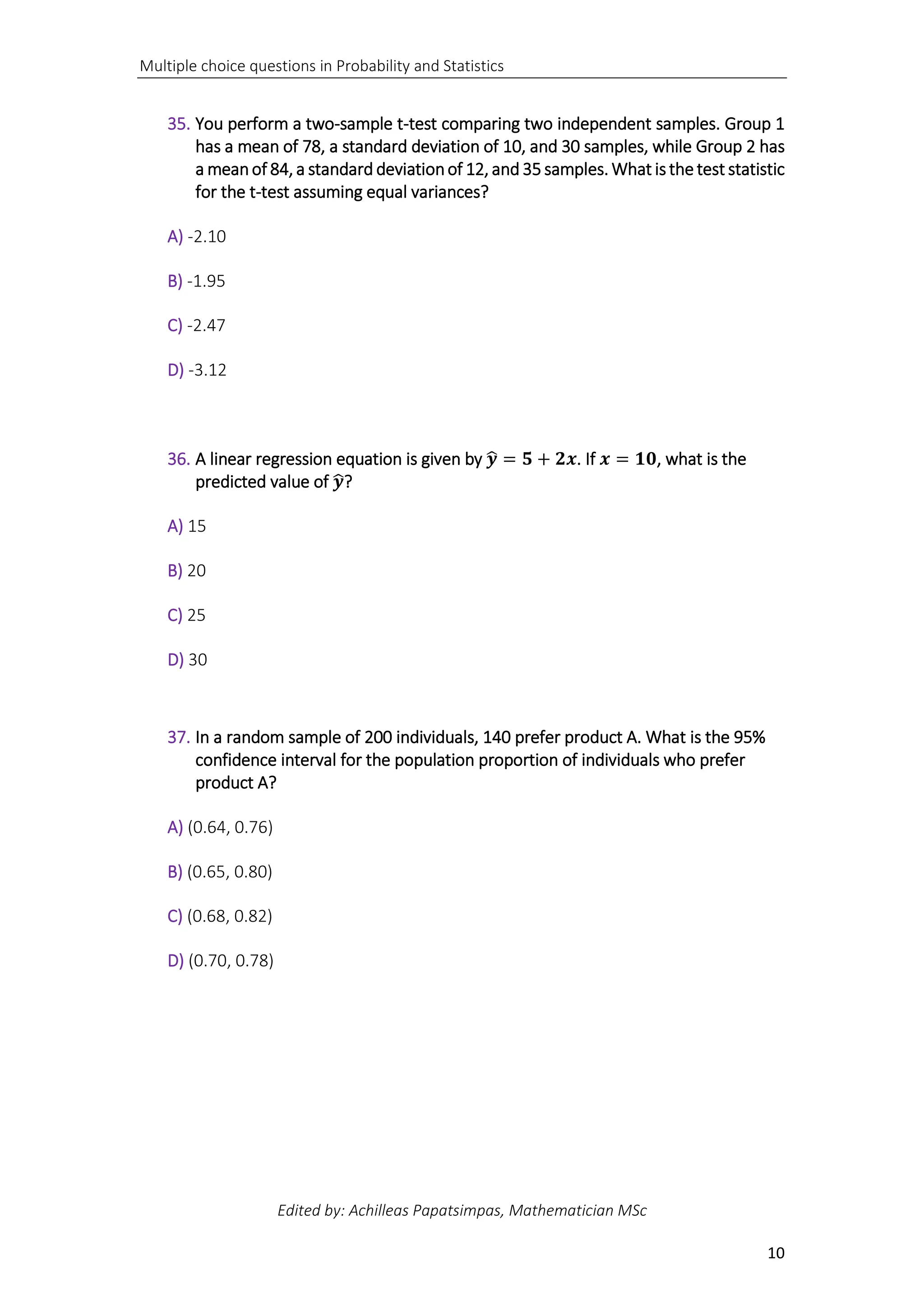 Multiple choice questions in Probability and Statistics.pdf