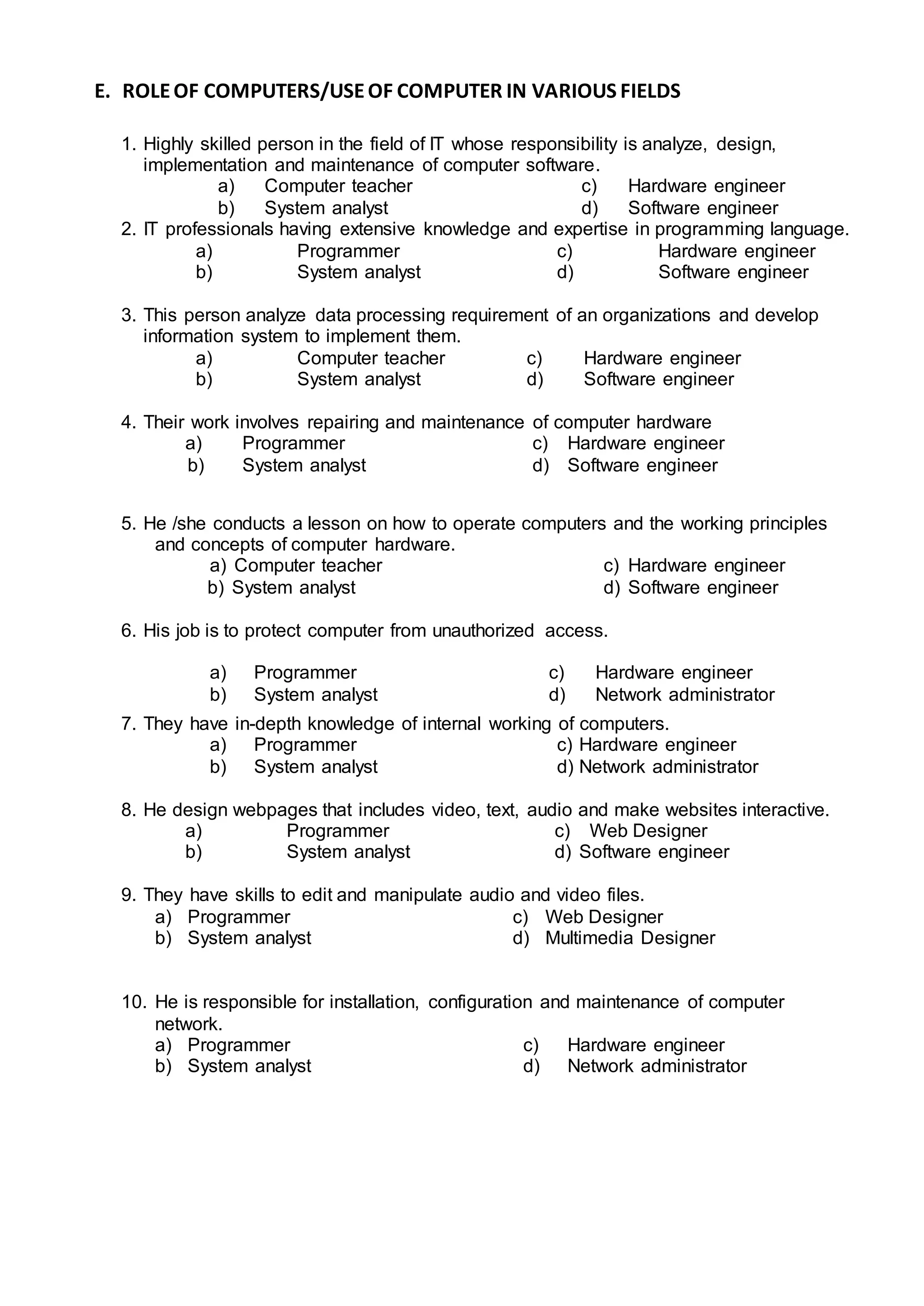 Multiple choice questions chapter 1 | DOCX