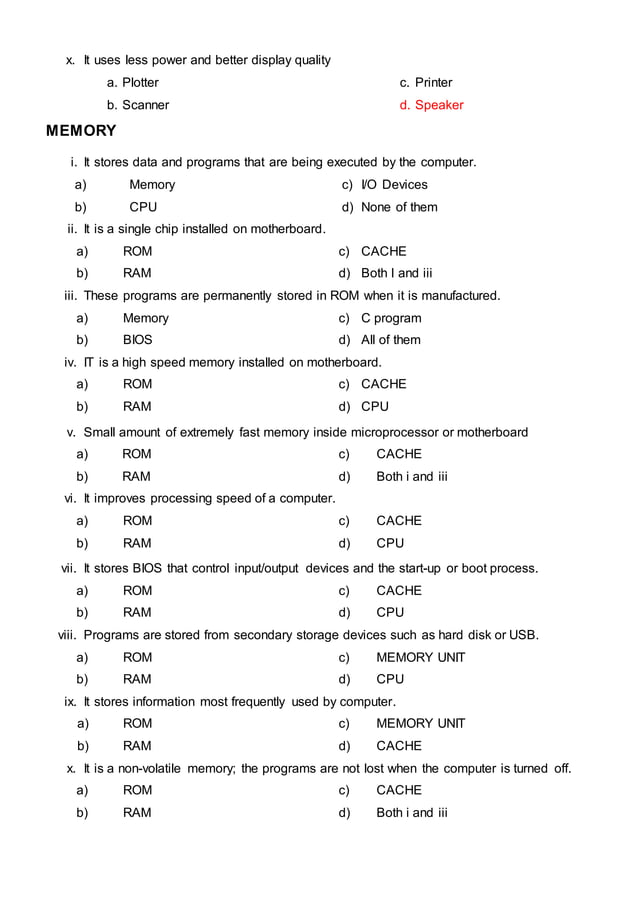 Multiple choice questions chapter 1 | DOCX | Technology & Computing
