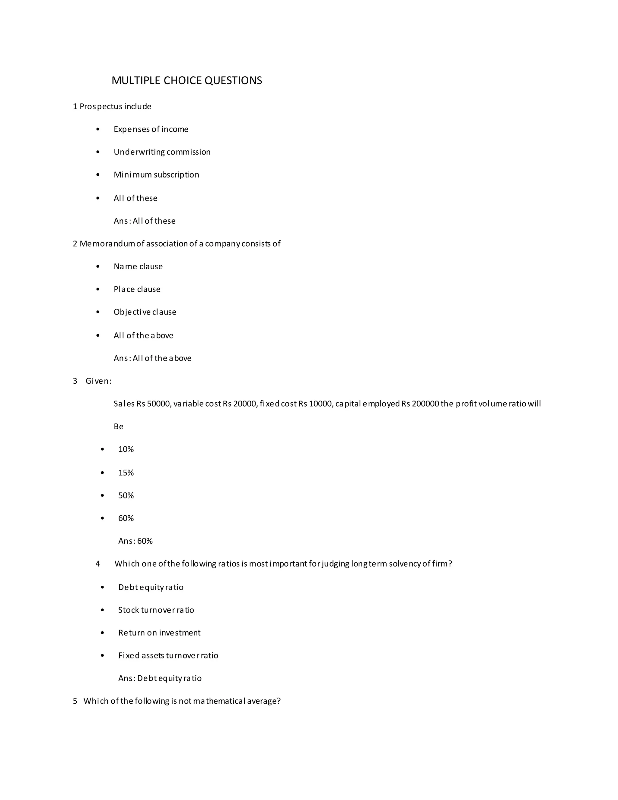 Multiple choice questions 50 | PDF