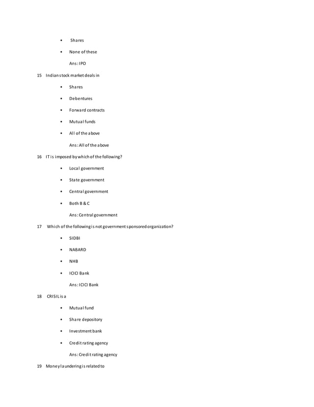 Multiple choice questions 50 | PDF