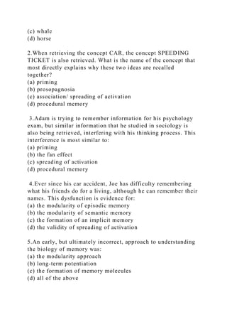 Multiple Choice Questions (Enter your answers on the enclosed an.docx