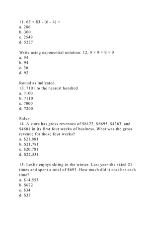 Multiple Choice Questions (Enter your answers on the enclosed answer.docx