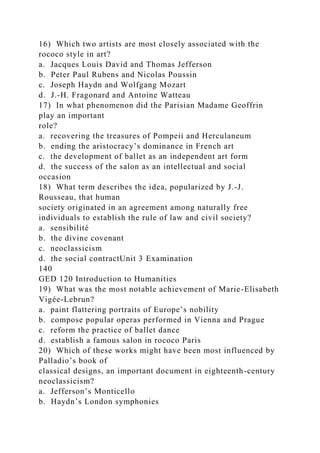 Multiple Choice Questions(Enter your answers on the enclosed answer .docx