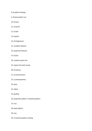 Multiple choice questions for fashion designing | PDF