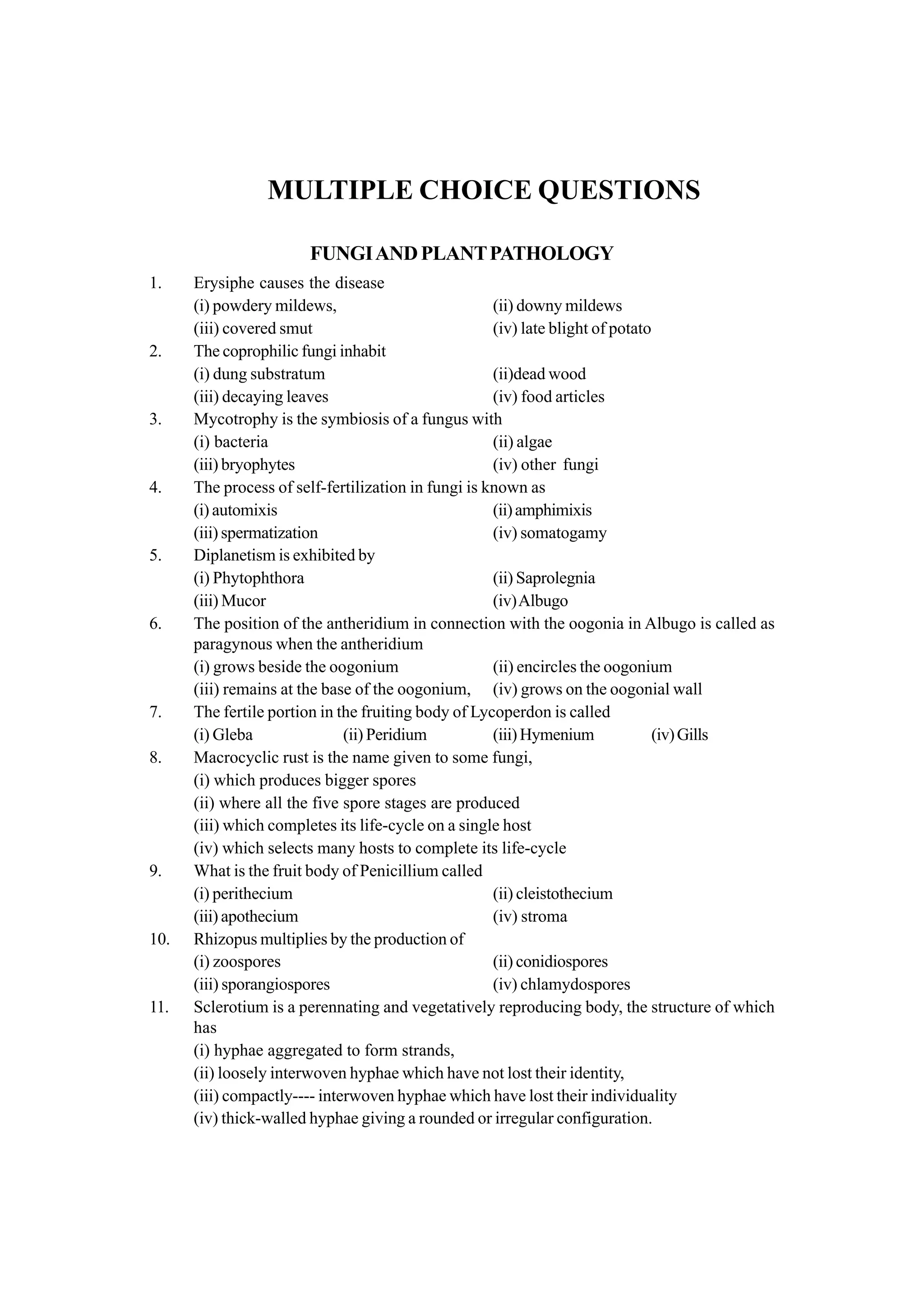 Multiple choice questions_fungi_and_plan | PDF