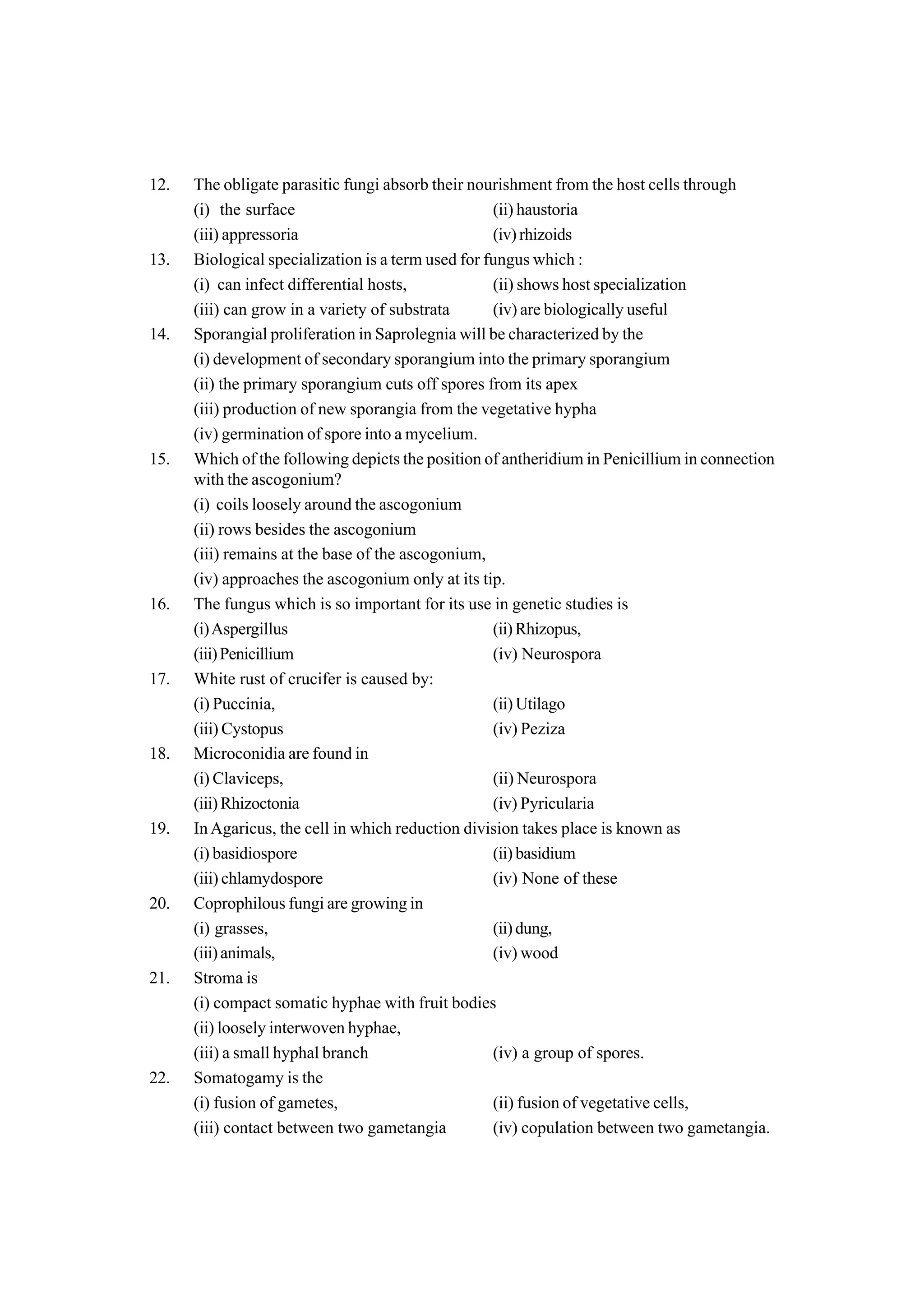 Multiple choice questions_fungi_and_plan | PDF