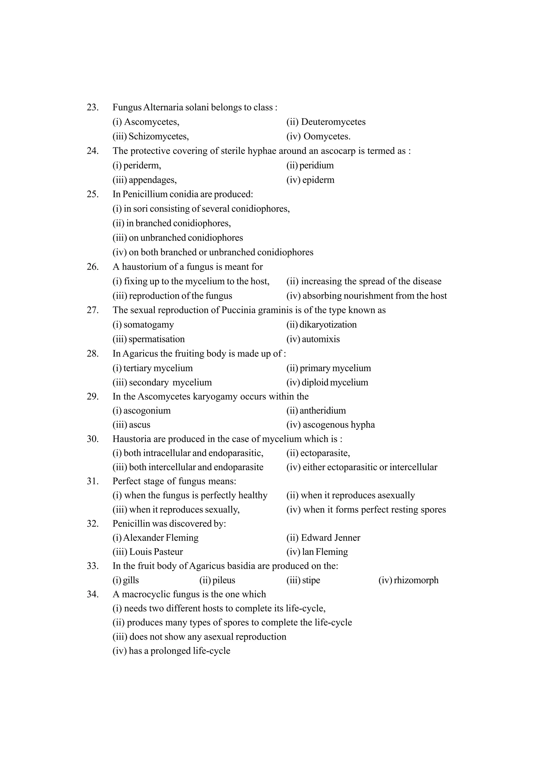 Multiple choice questions_fungi_and_plan | PDF
