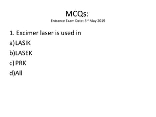 Multiple Choice Questions (MCQs) for Masters of Optometry Entrance ...