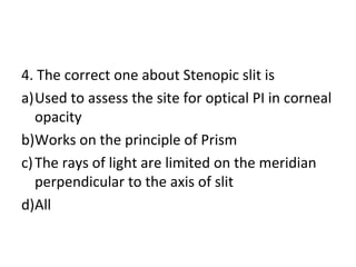 Multiple Choice Questions (MCQs) for Masters of Optometry Entrance ...