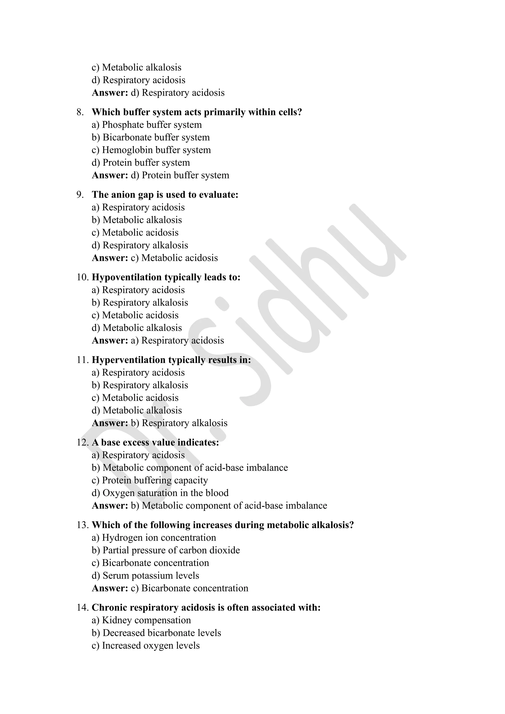 Multiple Choice Questions On Acid Base And Heme Pdf Pdf
