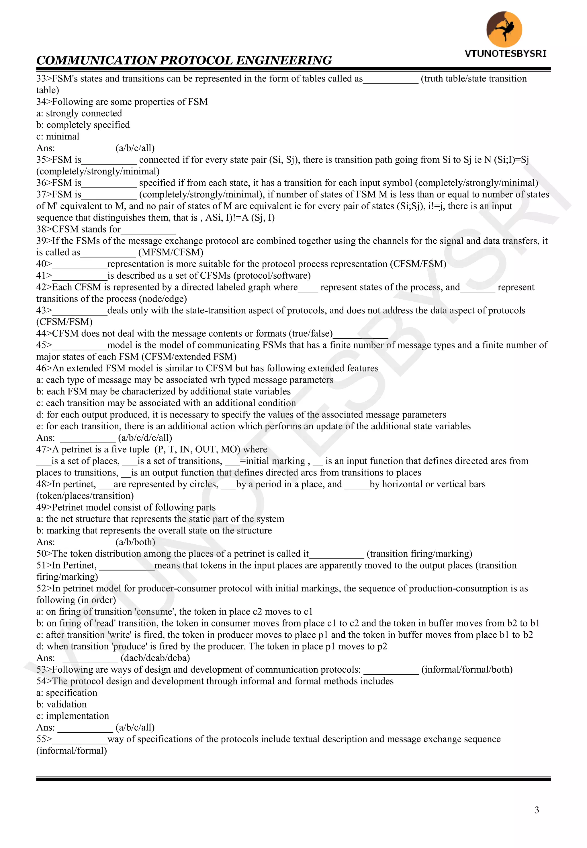 MULTIPLE CHOICE QUESTIONS ON COMMUNICATION PROTOCOL ENGINEERING | PDF