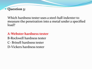 Multiple choice questions on manufacturing technology | PPTX