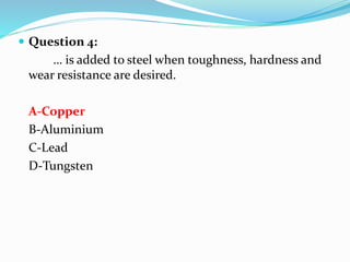 Multiple choice questions on manufacturing technology | PPTX