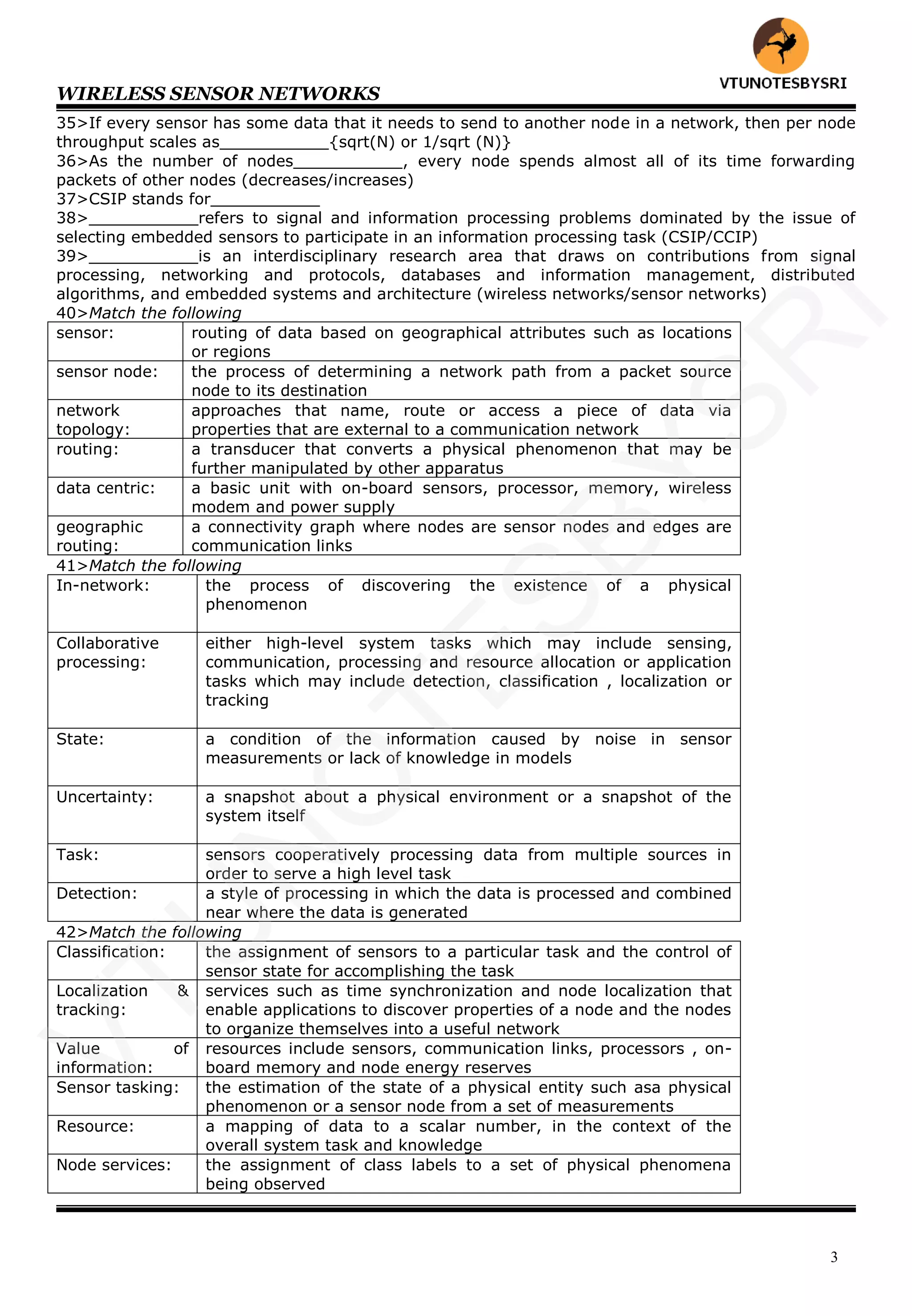 MULTIPLE CHOICE QUESTIONS WITH ANSWERS ON WIRELESS SENSOR NETWORKS | PDF
