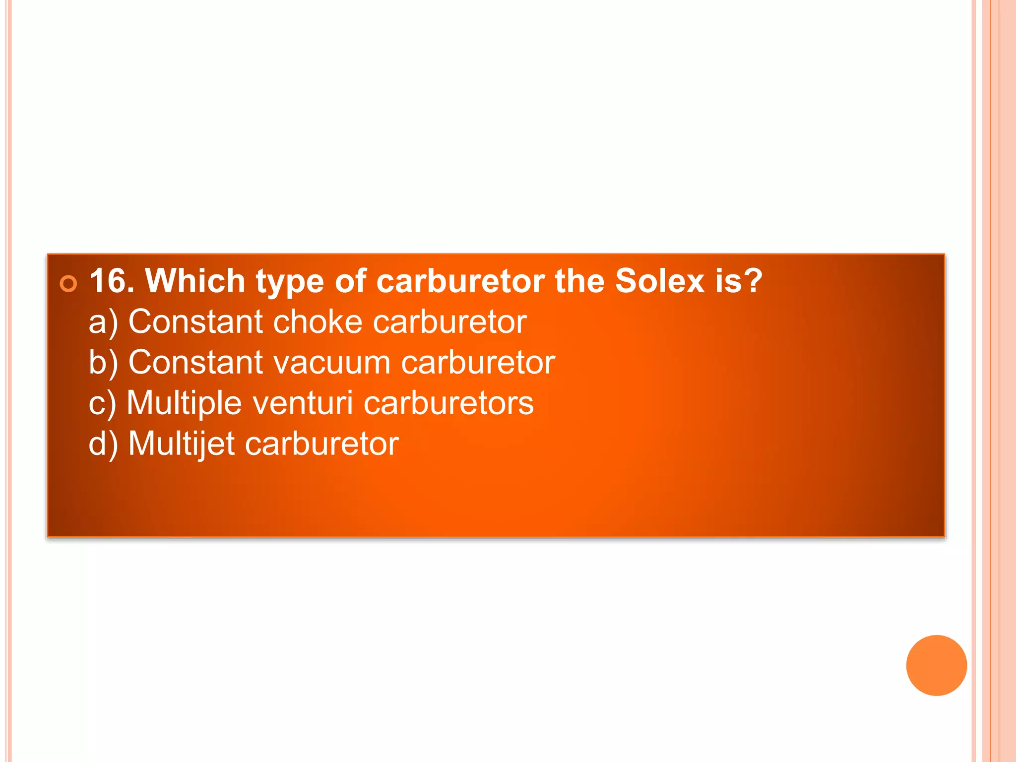 Multiple choice questions Subject -Automobile Engineering | PPTX