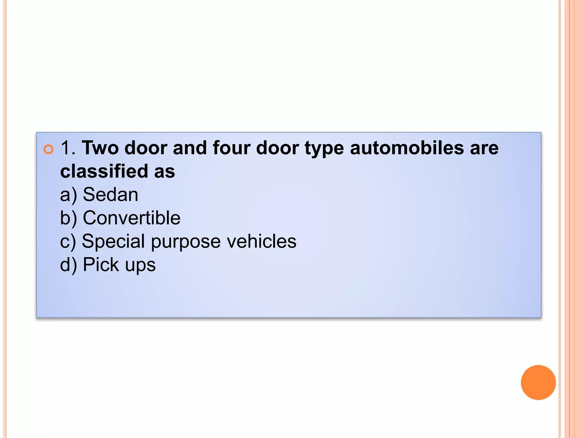 Multiple choice questions Subject -Automobile Engineering | PPTX