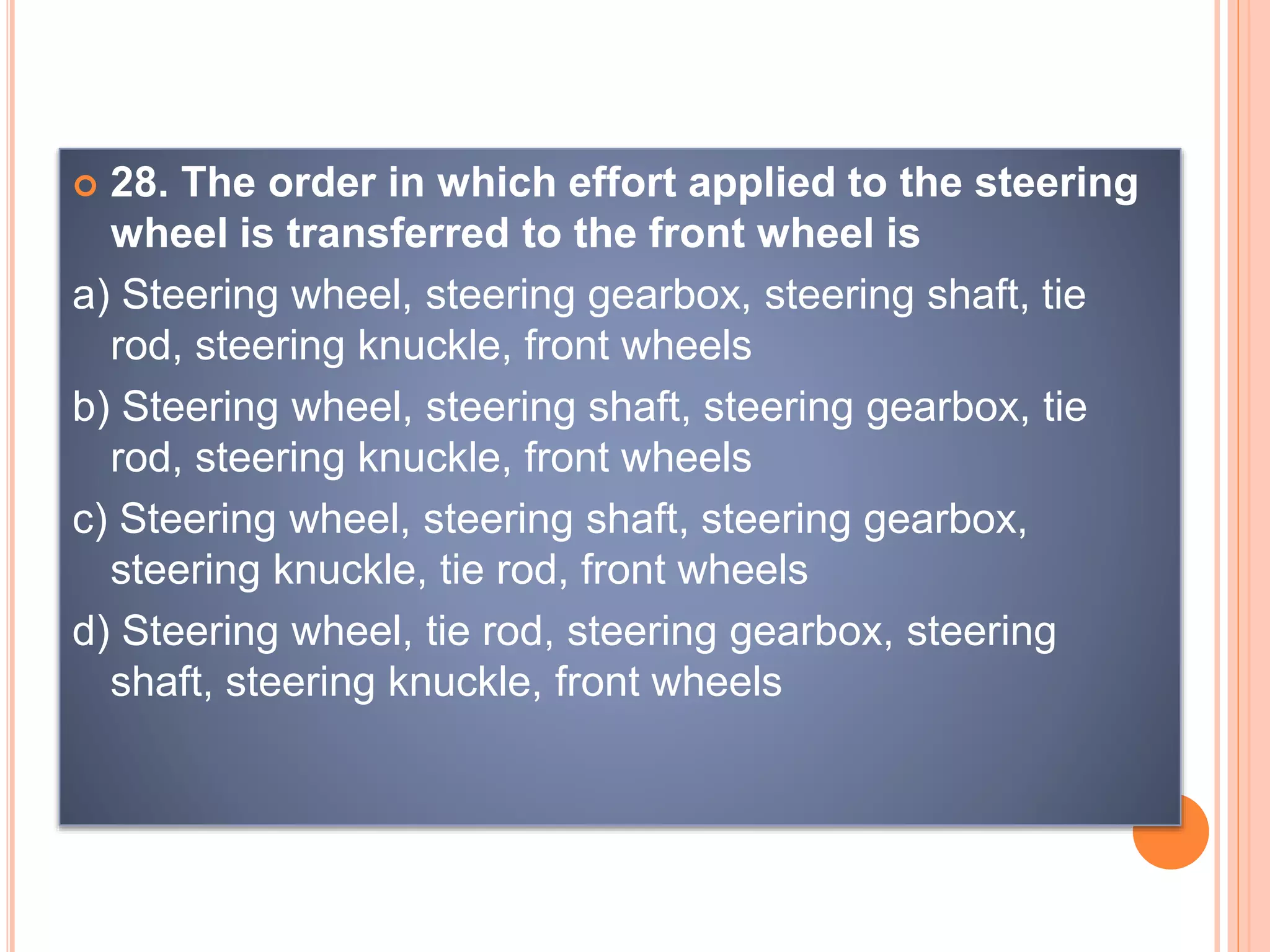 Multiple choice questions Subject -Automobile Engineering | PPTX