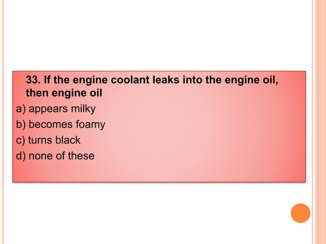 Multiple choice questions Subject -Automobile Engineering | PPTX