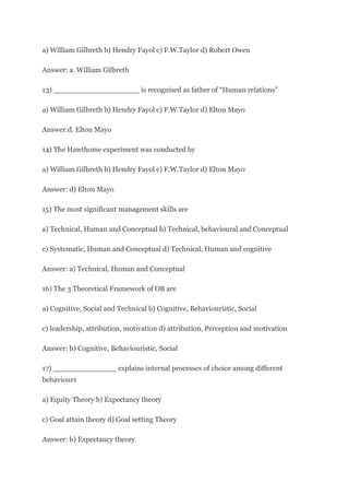 Multiple choice questions with answers | DOCX