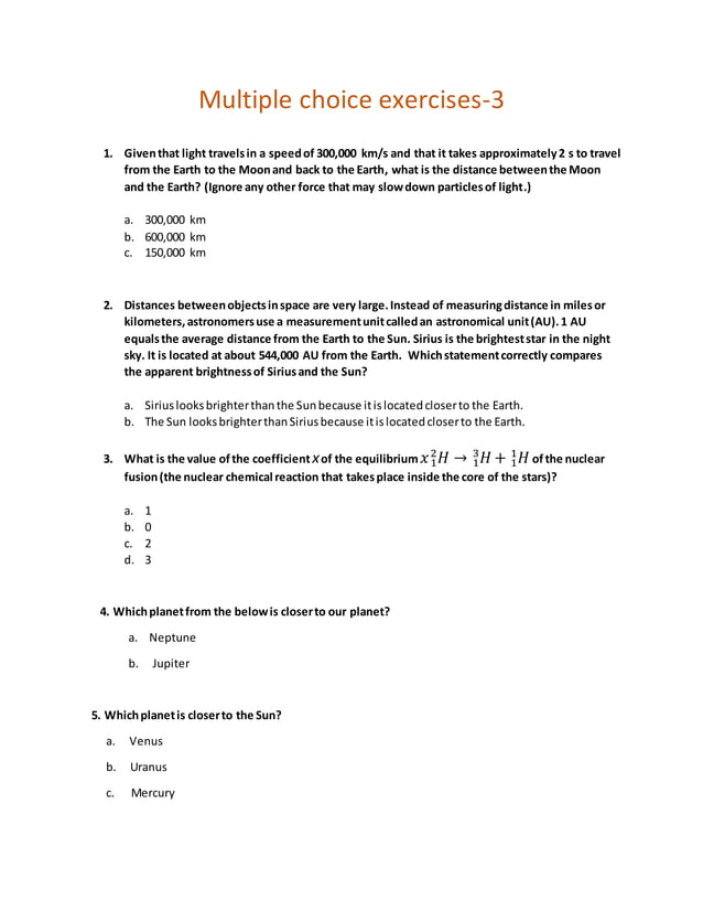 Multiple choices questions 3- | PDF