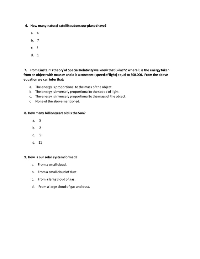 Multiple choices questions 3- | DOCX | Physics | Science