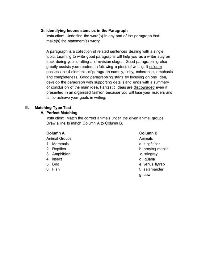 Test type questions | DOCX